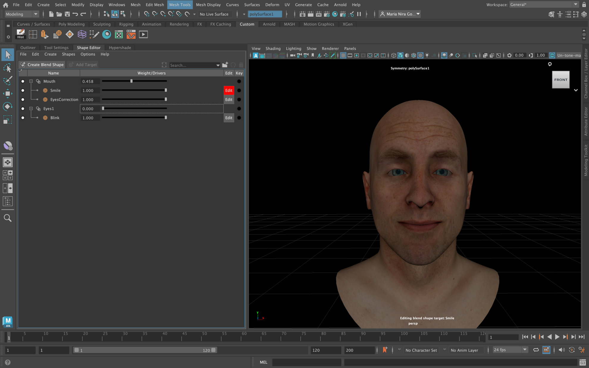 Week 7: Facial Animation Set Up, Hierarchies and Rigging – Nira's VFX Blog