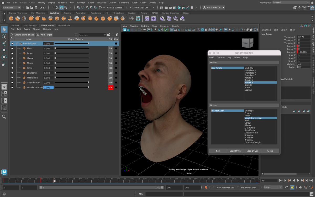 Week 8: Facial Expressions with Blend Shapes in Maya – Nira's VFX Blog